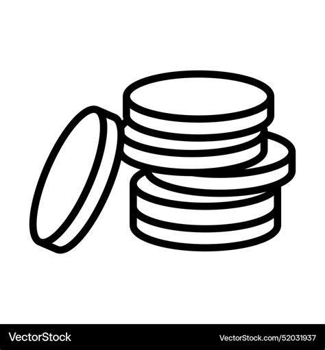 Coin Stack Linear Logo Mark In Black And White Vector Image