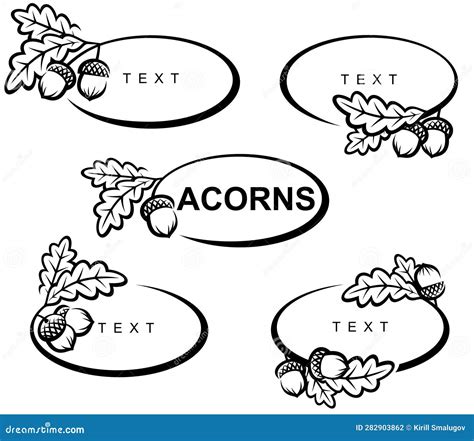 Acorns Set Collection Acorns Leaves Frame Stock Illustration