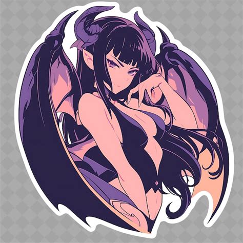 Premium Psd Png Confident And Assertive Anime Dragon Girl With Wings And Hor Creative Chibi