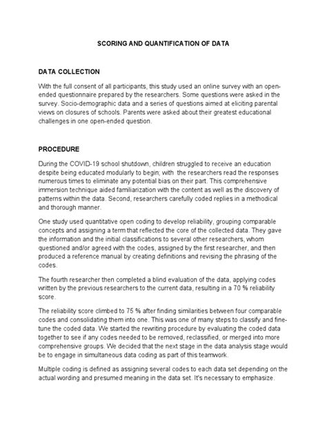 Scoring And Quantification Of Data Pdf Learning Teachers