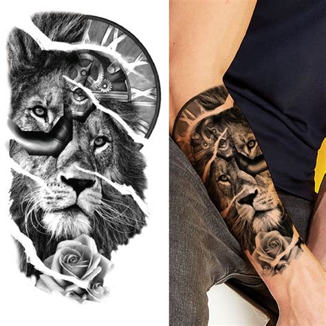 TATUAŻ LEW LION ZMYWALNY TYMCZASOWY TATUAŻE DUŻY oficjalne archiwum Allegro