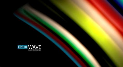 검은 배경에 초록 물결 라인 유체 레인 보우 스타일 컬러 줄무늬 프레 젠 테이 션 애플 리 케이 션 배경 배너 또는 포스터에 대 한 예술적인 그림 0명에 대한 스톡 벡터