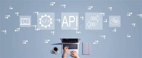 Api Application Programming Interface Concept With Person Working With Laptop Stock Image