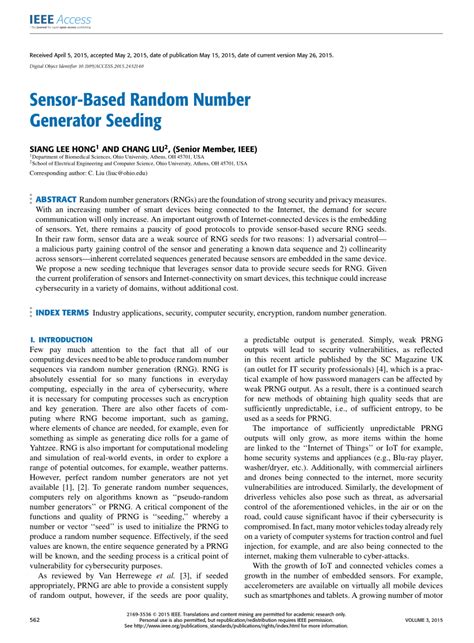 Pdf Sensor Based Random Number Generator Seeding
