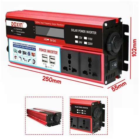 500w6000w อินเวอร์เตอร์ พร้อมอะแดปเตอร์แปลงไฟที่จุดบุหรี่ 4usb 12v
