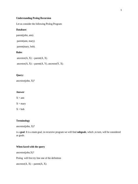 Prolog And Recursion Pdf