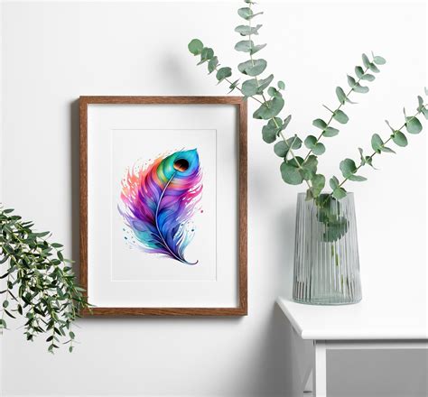 Peacock Feather Clipart Watercolor Colorful Feathers Bird Clip Art