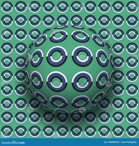 Rings Patterned Sphere Rolling Along The Same Surface Abstract Vector