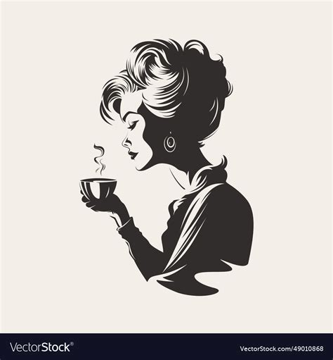Silhouette Of A Woman Drinking Coffee Royalty Free Vector