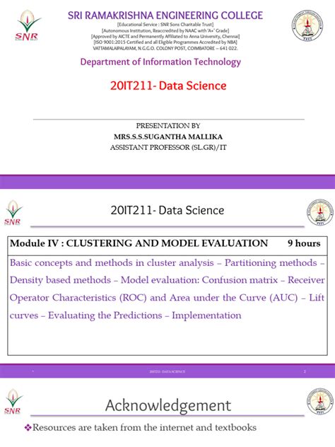 Module 4 Clustering Srec It Pdf Receiver Operating Characteristic Cluster Analysis