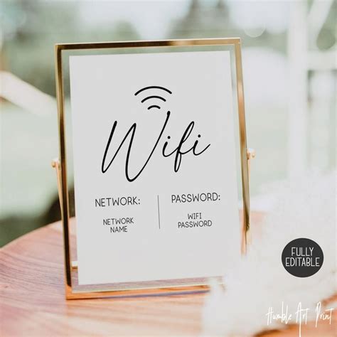 Wifi Password Sign Printable Editable Guest Room Sign Template Wifi