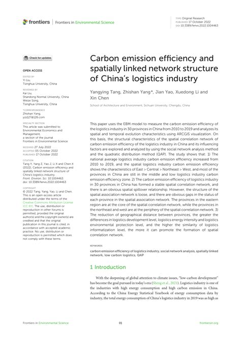 Pdf Carbon Emission Efficiency And Spatially Linked Network Structure Of Chinas Logistics