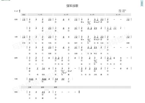 强军战歌 简和谱 歌谱 简谱