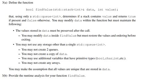 Solved A Define The Function Bool FindValue Std Stack Chegg