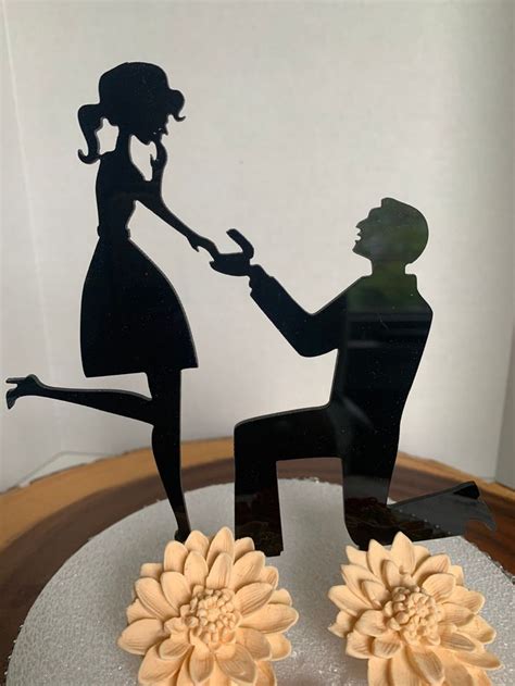 Engagement Cake Topper Wedding Cake Topper Marry Me Topper She Said Yes