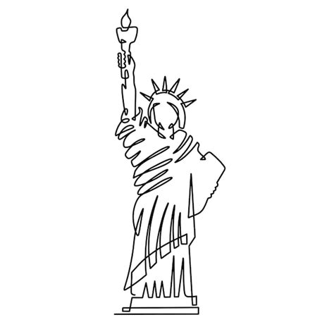 Premium Vector Vector Continuous One Line Statue Of Liberty Illustration