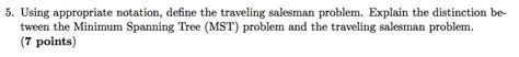 Solved 5 Using Appropriate Notation Define The Traveling Salesman Problem Explain The