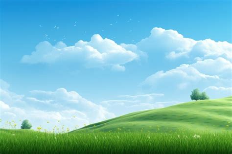 Green Sky Backgrounds Grassland Premium Ai Generated Image