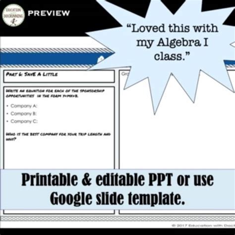 Linear Equations Project Plus Systems Of Equations The Road Trip