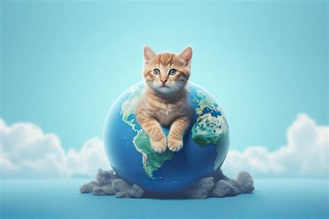 Premium Ai Image Cat Coming Out Of World Earth Globe International
