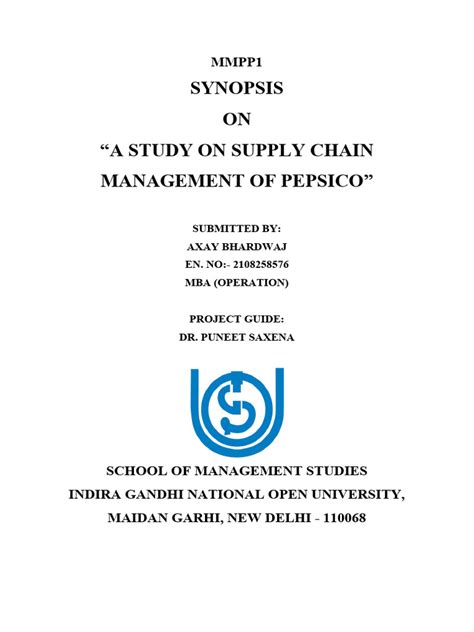 A Study On Supply Chain Management Of Pepsico Pdf Pepsi Supply Chain
