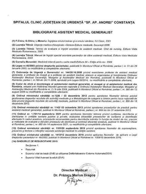 Bibliografie Asistent Medical Generalist Pdf
