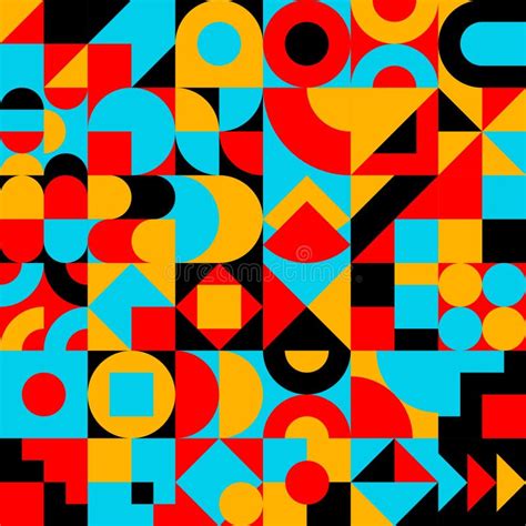 Bauhaus Seamless Pattern Abstract Texture In Vintage Retro Style Stock Vector Illustration Of