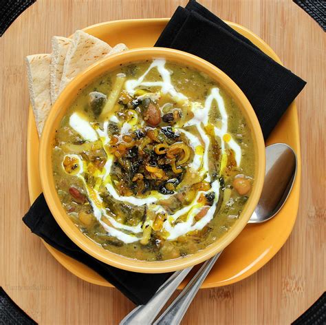 Turmeric And Saffron Ash Reshteh Persian Bean And Noodle Thick Soup