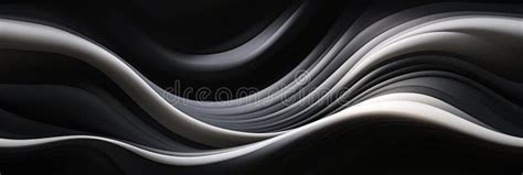 Pattern Texture With Black And White Waves Lines On Monochrome