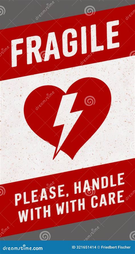 Fragile Warning Sign Handle With Care Label With Heart And Lightning