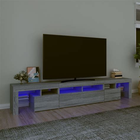 Abb Meuble Tv Avec Lumi Res Led Sonoma Gris X X Cm Qqmora Muk Cdiscount Maison