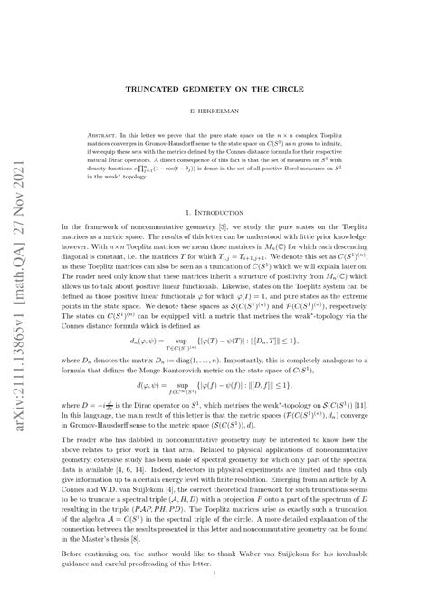 Pdf Truncated Geometry On The Circle