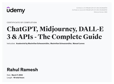 Udemy Course Completion Certificate Rahul R