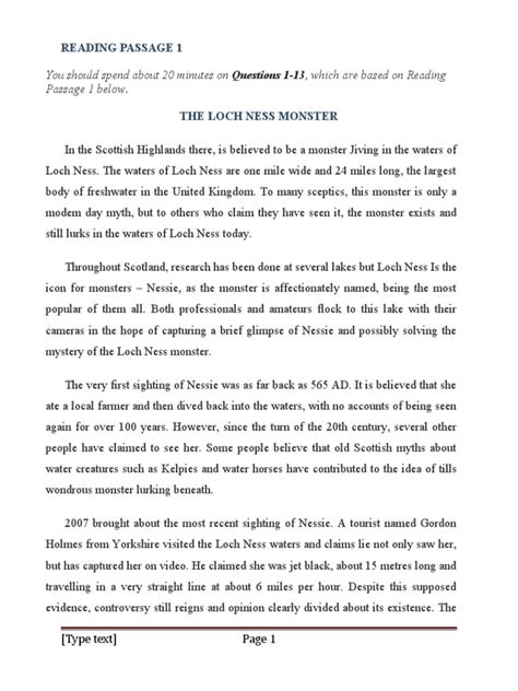 Reading March 1 Pdf Loch Ness Monster Sex Segregation