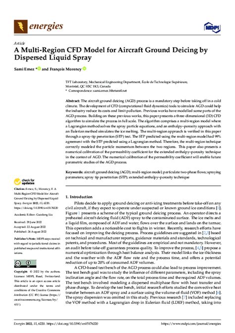 Pdf A Multi Region Cfd Model For Aircraft Ground Deicing By Dispersed Liquid Spray Sami