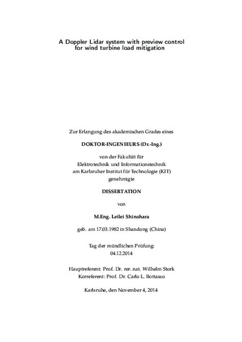 Pdf A Doppler Lidar System With Preview Control For Wind Turbine Load Mitigation Leilei