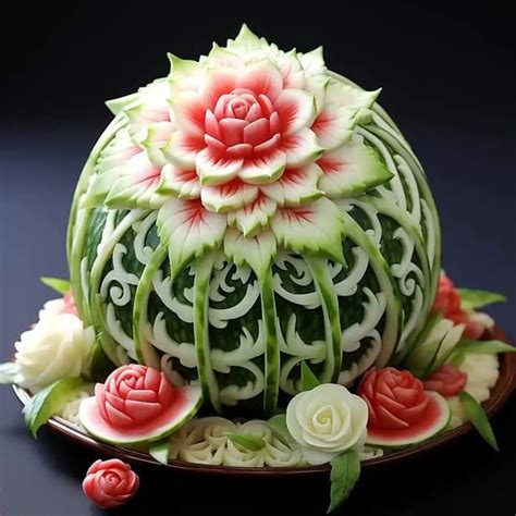 تزیین هندوانه شب یلدا برای عروس با حکاکی های زیبا و خاص