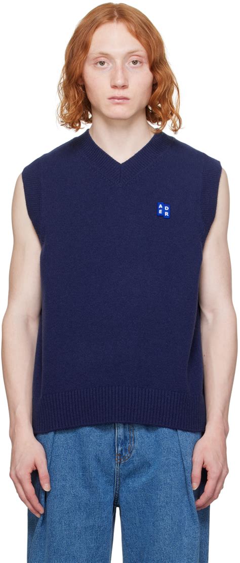 ADER Error Navy Significant Tag Vest SSENSE