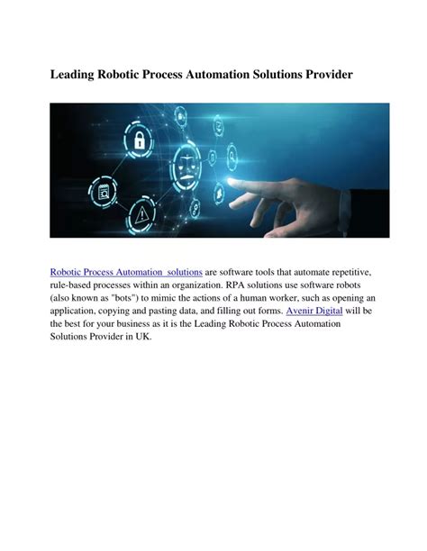 Ppt Leading Robotic Process Automation Solutions Provider Avenir Digital Powerpoint