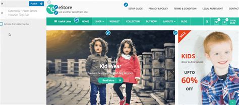 How To Enable The Header Top Bar Estore Documentation