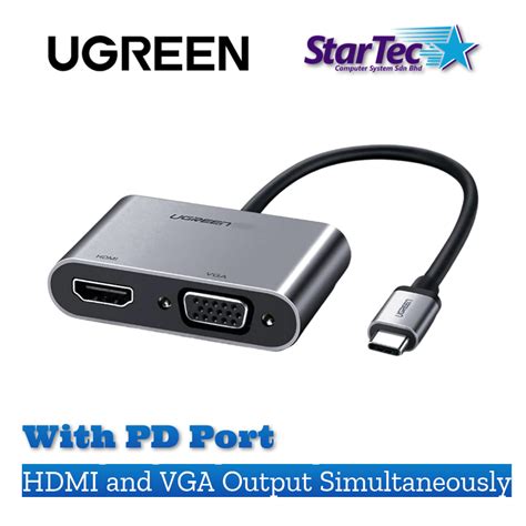 UGREEN USB C To HDMI VGA USB Adapter Converter With Type C Port Power Delivery PD Protocol