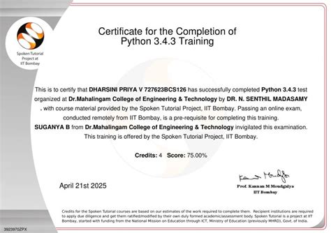 Python Iitbombay Spokentutorial Certification Continuouslearning