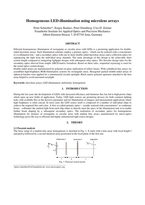 Pdf Homogeneous Led Illumination Using Microlens Arrays