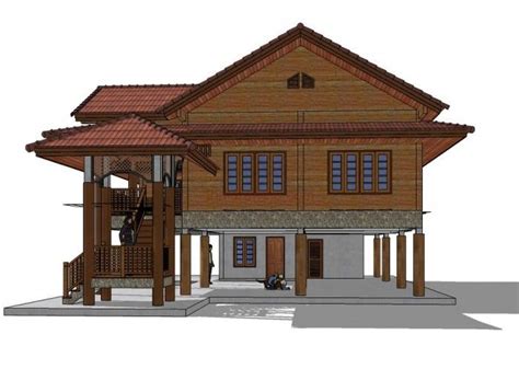 A Drawing Of A Wooden House With Two Stories