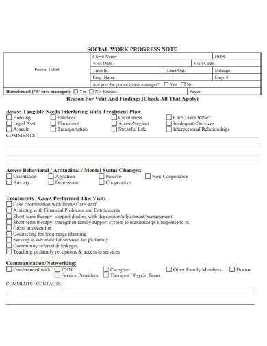 Progress Notes For Social Workers Examples To Download