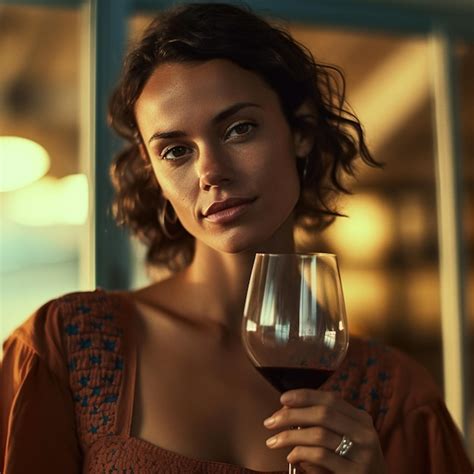 Premium Ai Image Woman Drinking Wine Generative Ai