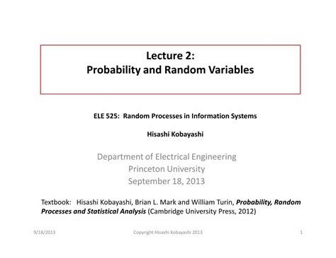 PDF Lecture Probability And Random Variableshp Hisashikobayashi Wp Content Uploads