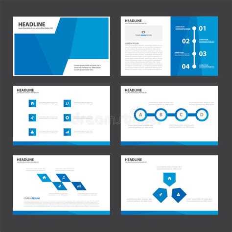 Blue Abstract Presentation Template Infographic Elements Flat Design Set For Brochure Flyer