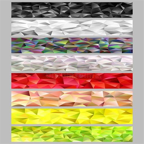 Abstract Triangle Polygon Pattern Mosaic Web Banner Template Background Set Design Elements