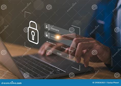 Secure Cyber Password Protect Person Use Laptop Login Online Web